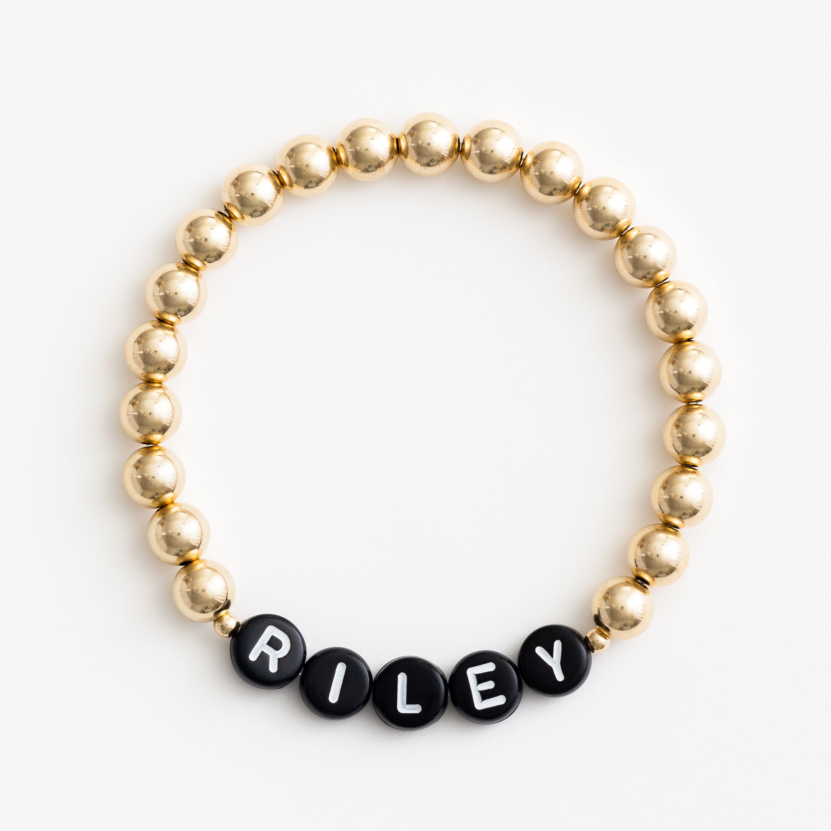 Gold name bead bracelet store